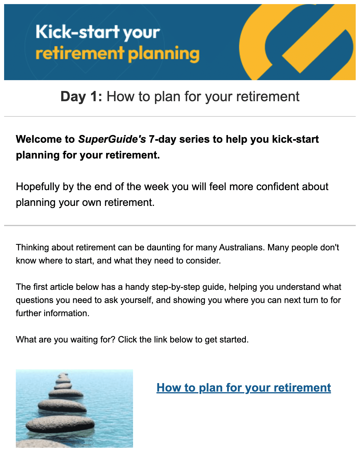 Kick-start your retirement planning: Free 7-day email series - SuperGuide